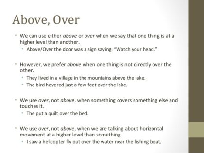 Above đi với giới từ gì? Sự khác nhau giữa On và above như thế nào ...